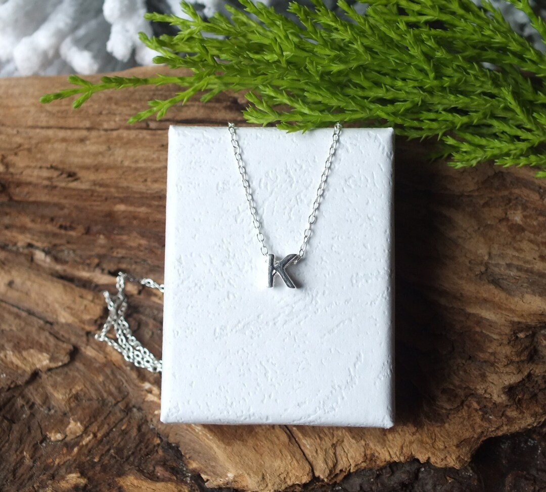 Sterling Silver Initial Necklace Letter K Necklace Initial K Necklace Silver Initial Necklace