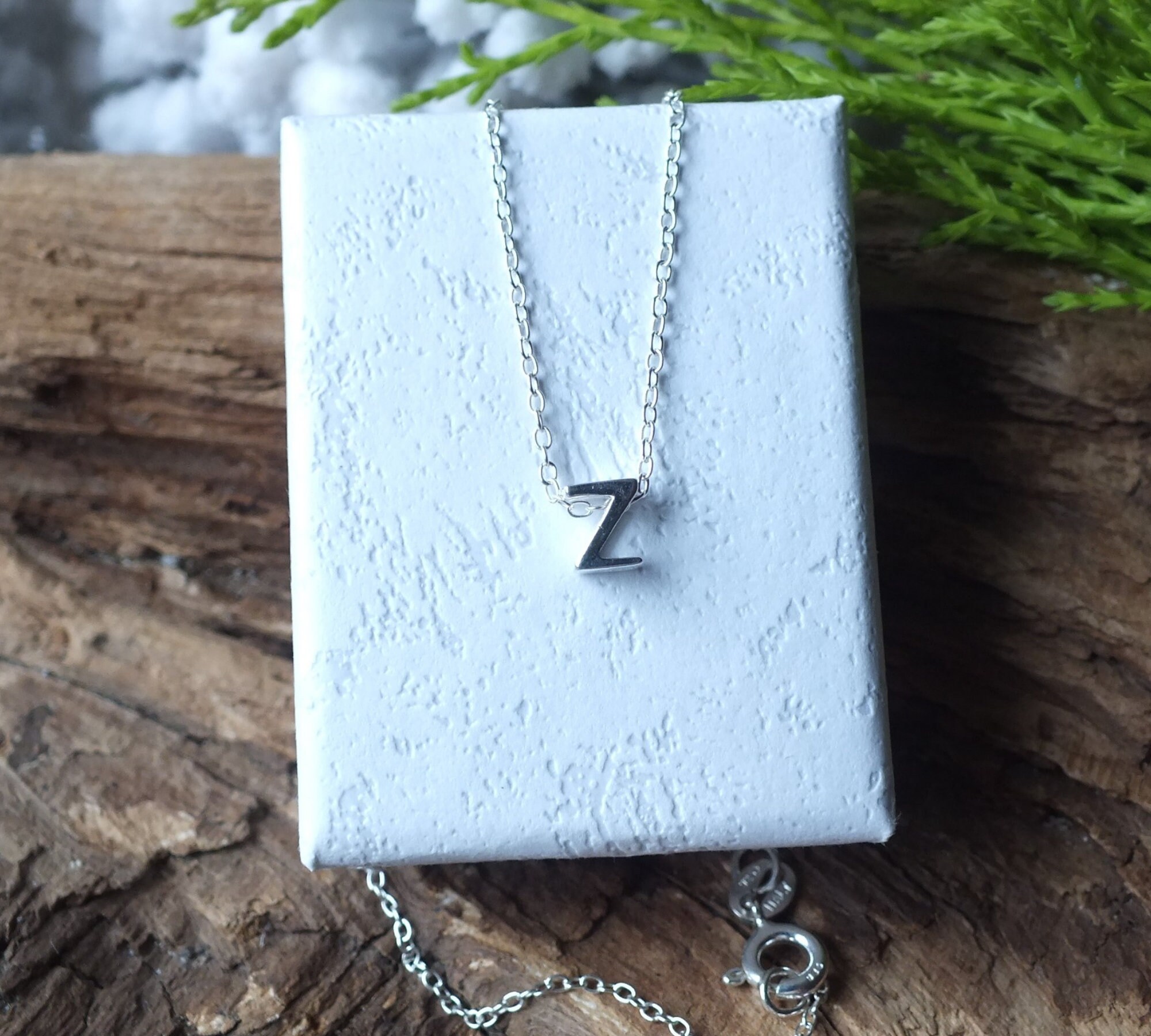 Sterling silver initial necklace Letter Z necklace initial Z | Etsy