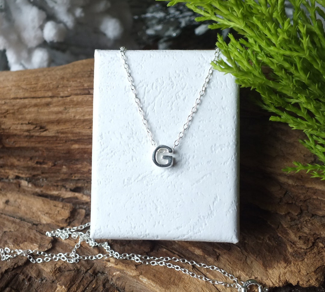 Sterling Silver Initial Necklace, Letter G Necklace, Initial G Necklace ...