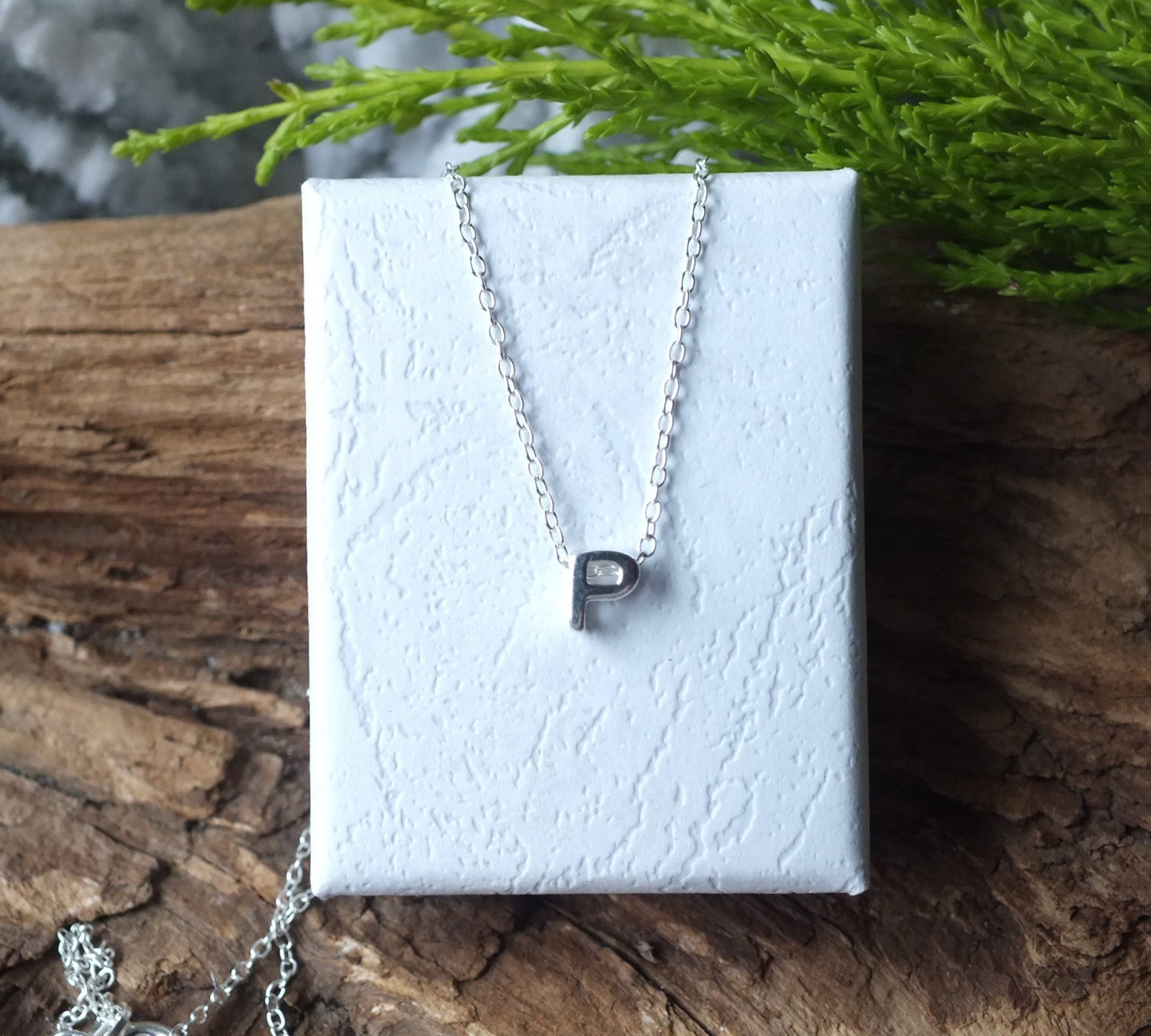 Sterling silver initial necklace Letter P necklace initial P | Etsy