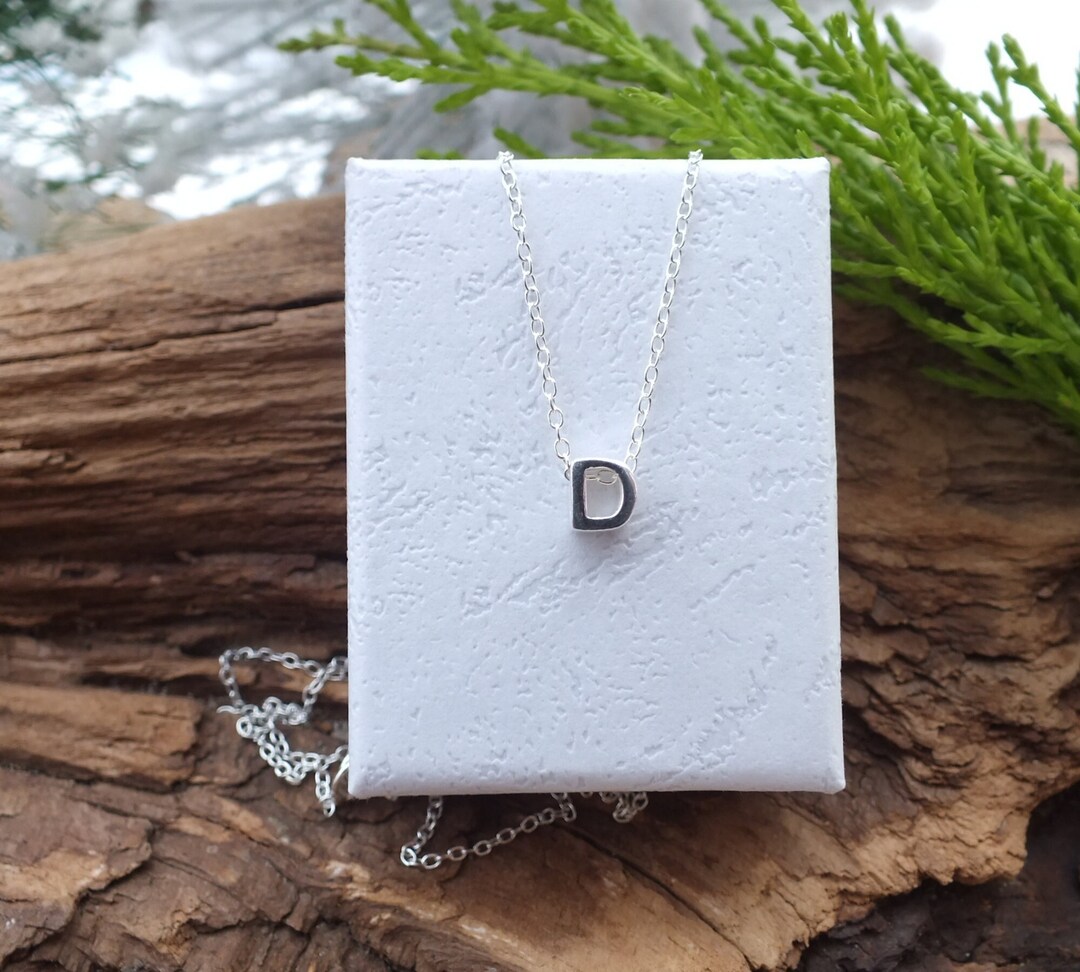 Sterling Silver Initial Necklace, Letter D Necklace, Initial D Necklace ...