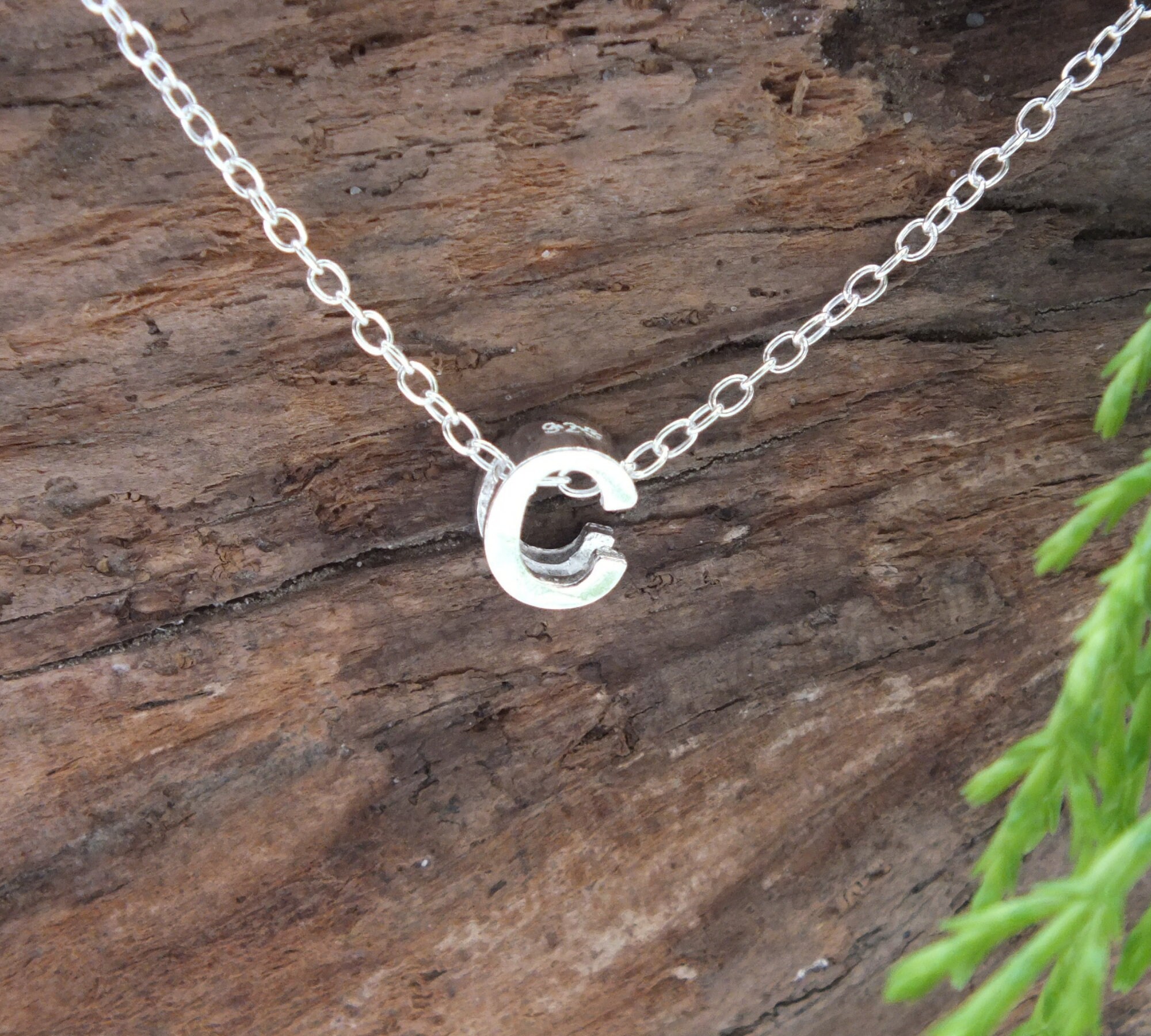 Sterling silver initial necklace Letter C necklace initial C | Etsy