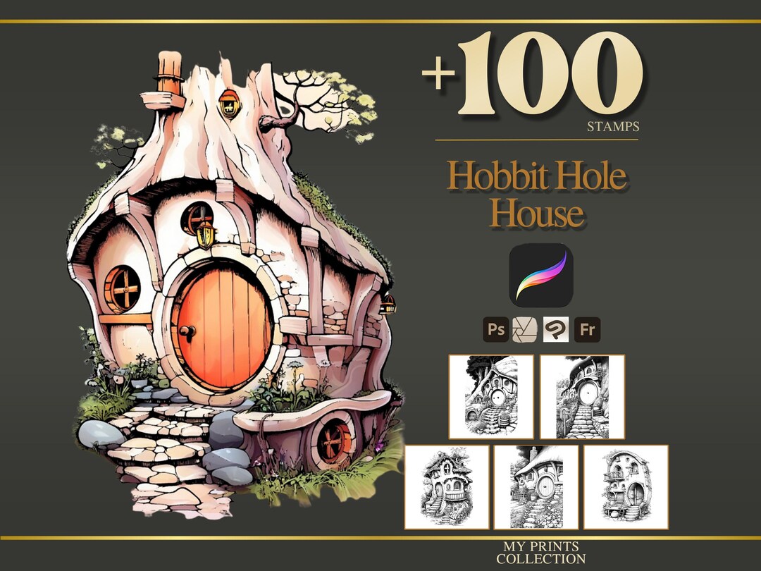 Hobbit Hole House Procreate Stamps & Photoshop Brushes – 100+ Place ...