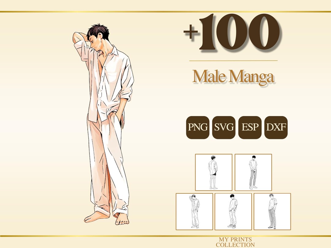 Male Manga Maker PNG Bundle – 100+ Cricut & Silhouette Files, SVG, DXF ...