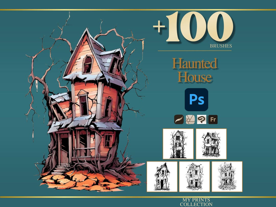 Haunted House Photoshop Brushes & Procreate Stamps – 100+ Place House ...
