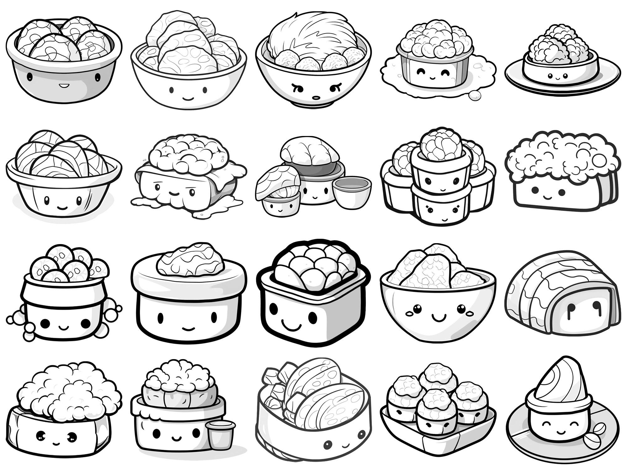Sushi Kawaii PNG Bundle – 100+ Cricut & Silhouette Files, SVG, DXF, Eps ...
