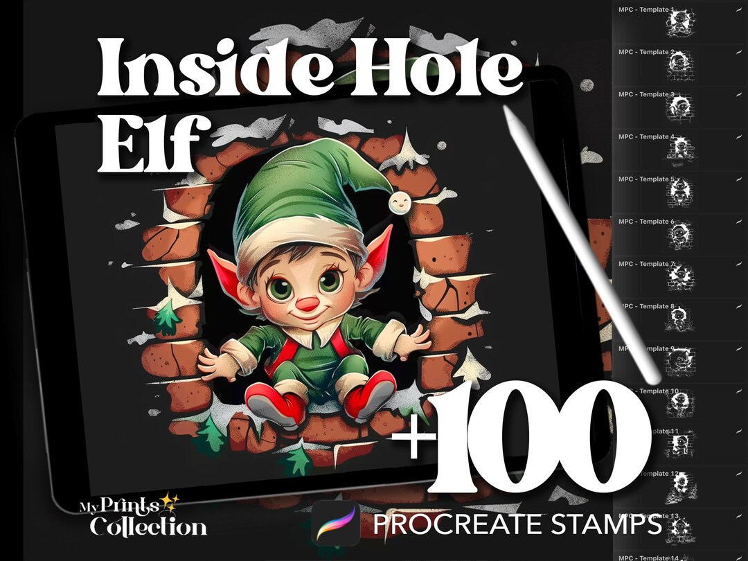 100+ Procreate Inside Hole Elf Stamps, Magic Snow Christmas Xmas Winter ...