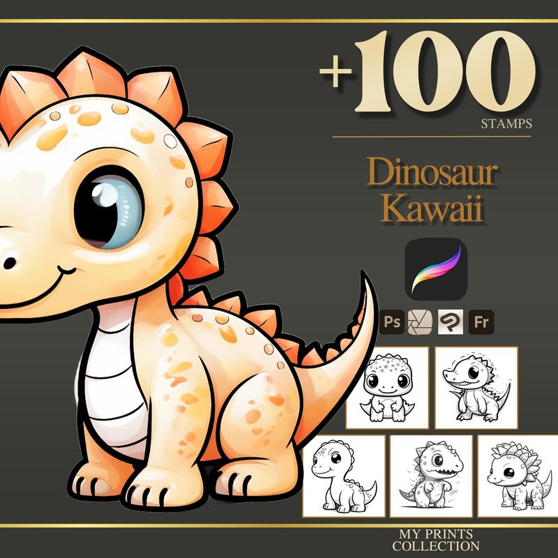 Dinosaur Chibi Art - Etsy