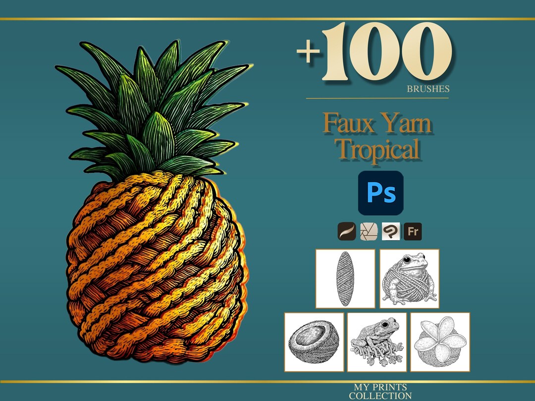 Faux Yarn Tropical Photoshop Brushes & Procreate Stamps – 100+ Crochet ...