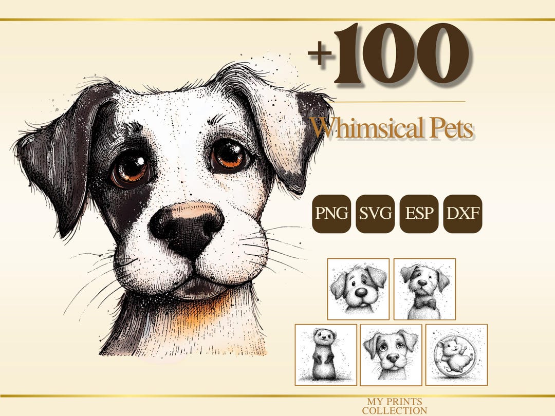 Whimsical Pets PNG Bundle – 100+ Cricut & Silhouette Files, SVG, DXF ...