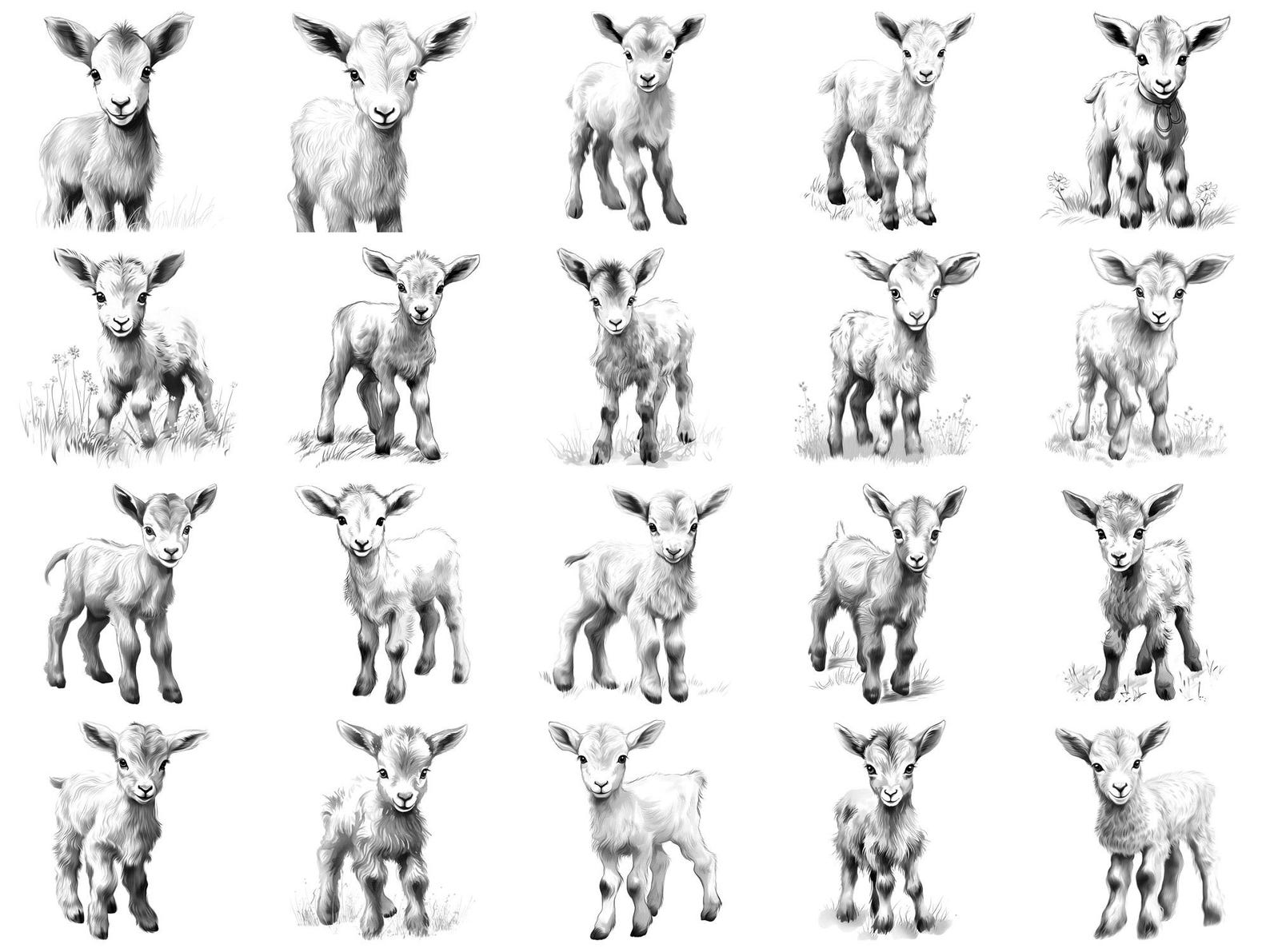 Baby Goat Photoshop Brushes & Procreate Stamps – 100+ Realistic Animal ...