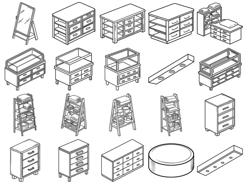 Isometric Closet and Vanity Room Builder Photoshop Brushes & Procreate ...