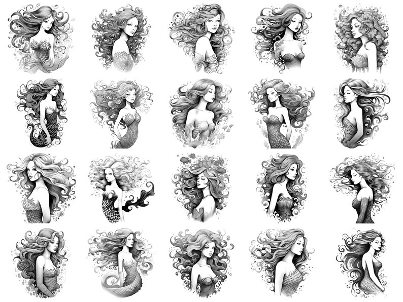 Mermaid PNG Bundle – 100+ Cricut & Silhouette Files, SVG, DXF, Eps ...
