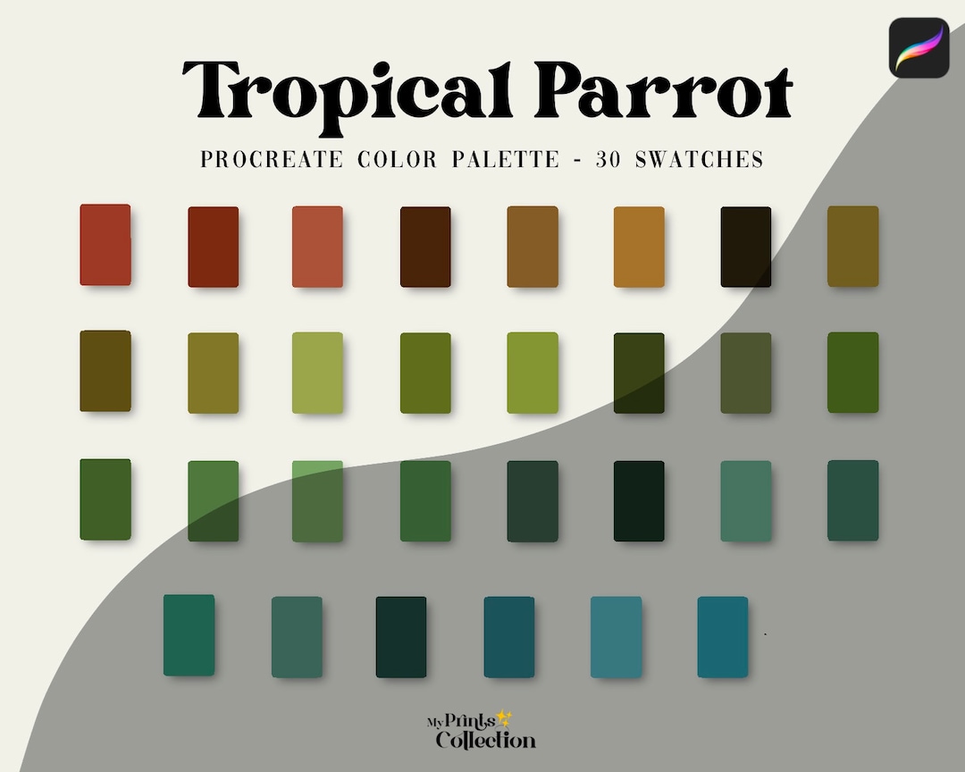 Tropical Parrot Procreate Color Palette Swatches, Digital Color ...