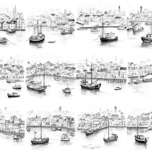100 Procreate Harbour Stamps, Nature Water Boat Landscape DND Magical ...