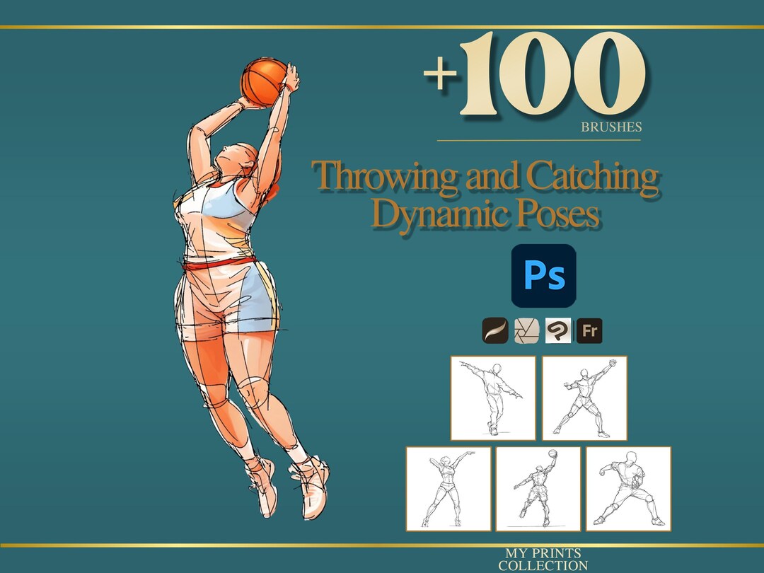 Throwing and Catching Dynamic Poses Photoshop Brushes & Procreate ...