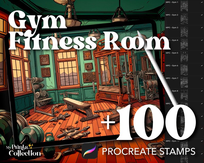 100+ Procreate Gym Fitness Room Stamp, House Interior Design Sketch ...