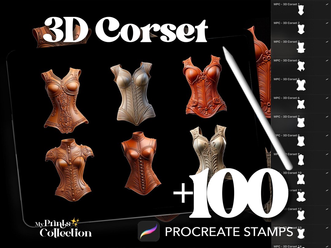 100+ Procreate 3D Corset Stamps, 3D Fashion Cloth, Procreate Brush ...
