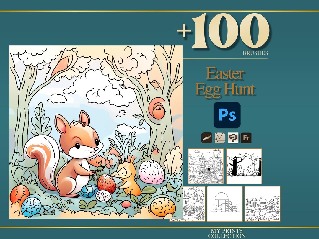 Easter Egg Hunt Photoshop Brushes & Procreate Stamps – 100+ Holiday ...