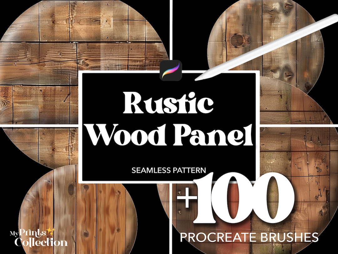 100+ Procreate Wood Rustic Panel Brushes, Abstract Seamless Pattern ...