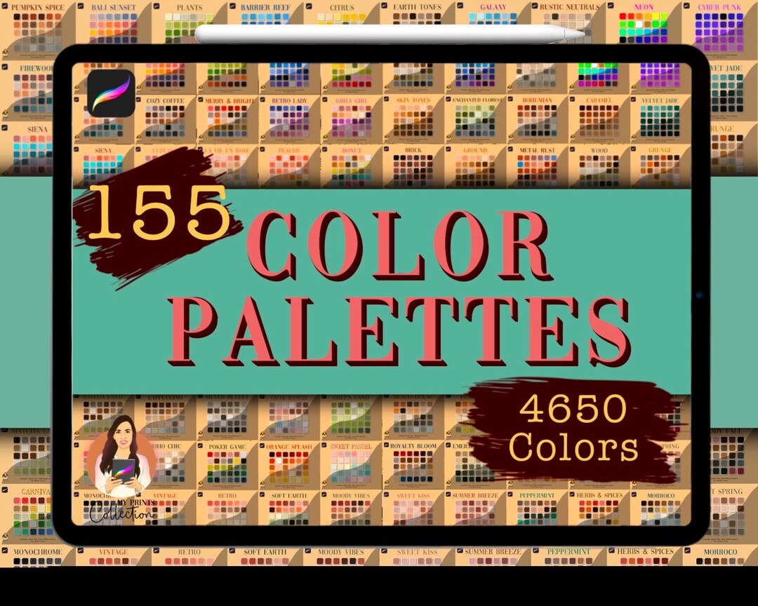 155 Color Palettes Procreate Bundle Swatch 4650 Colours Etsy
