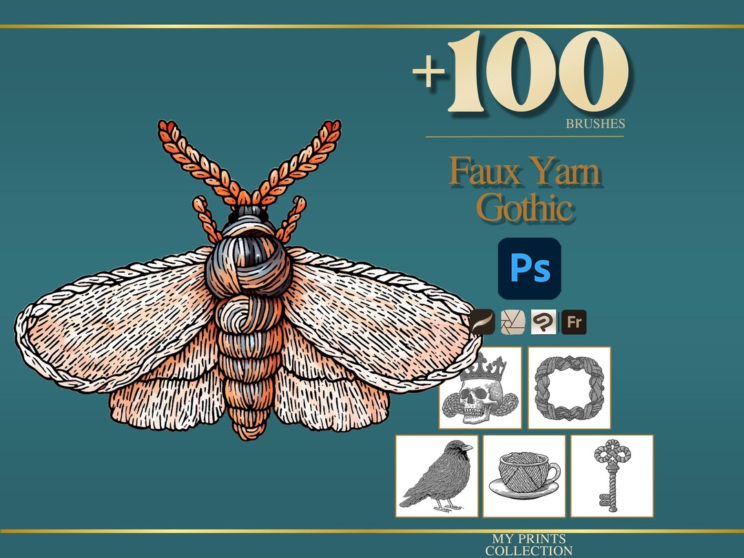Faux Yarn Gothic Photoshop Brushes & Procreate Stamps – 100+ Crochet ...