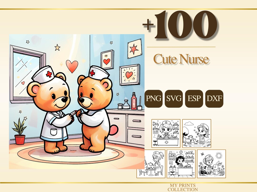 Cute Nurse PNG Bundle – 100+ Cricut & Silhouette Files, SVG, DXF, Eps ...
