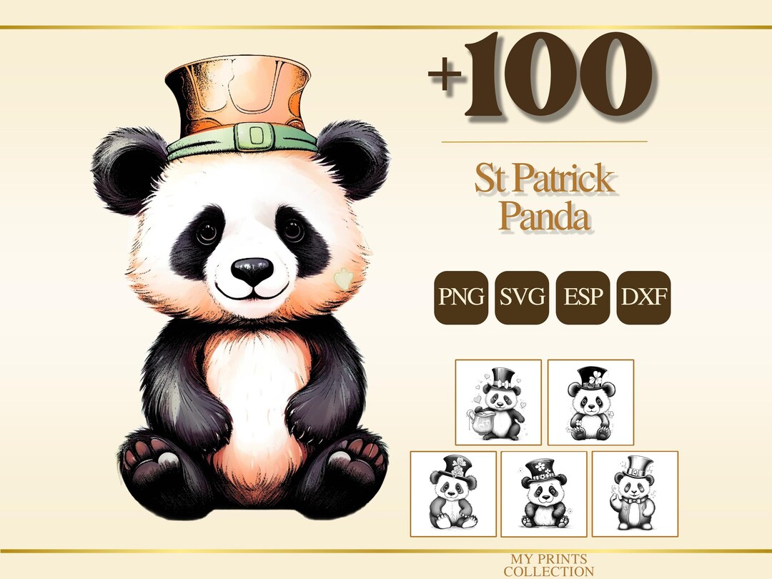 St Patrick Panda PNG Bundle – 100+ Cricut & Silhouette Files, SVG, DXF ...