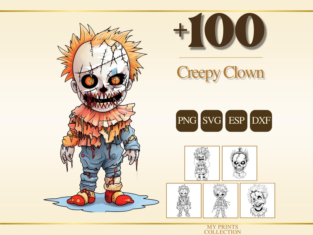 Creepy Clown Halloween PNG Bundle – 100+ Cricut & Silhouette Files, SVG ...