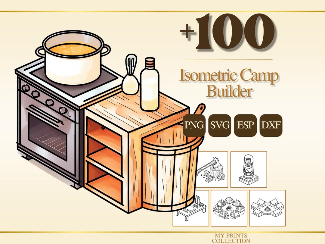 Isometric Camp Builder PNG Bundle – 100+ Cricut & Silhouette Files, SVG ...