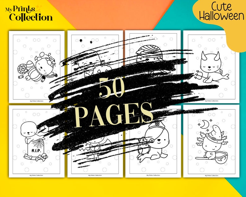 50 Halloween Animals Coloring Pages Book for Kids Toddler - Etsy