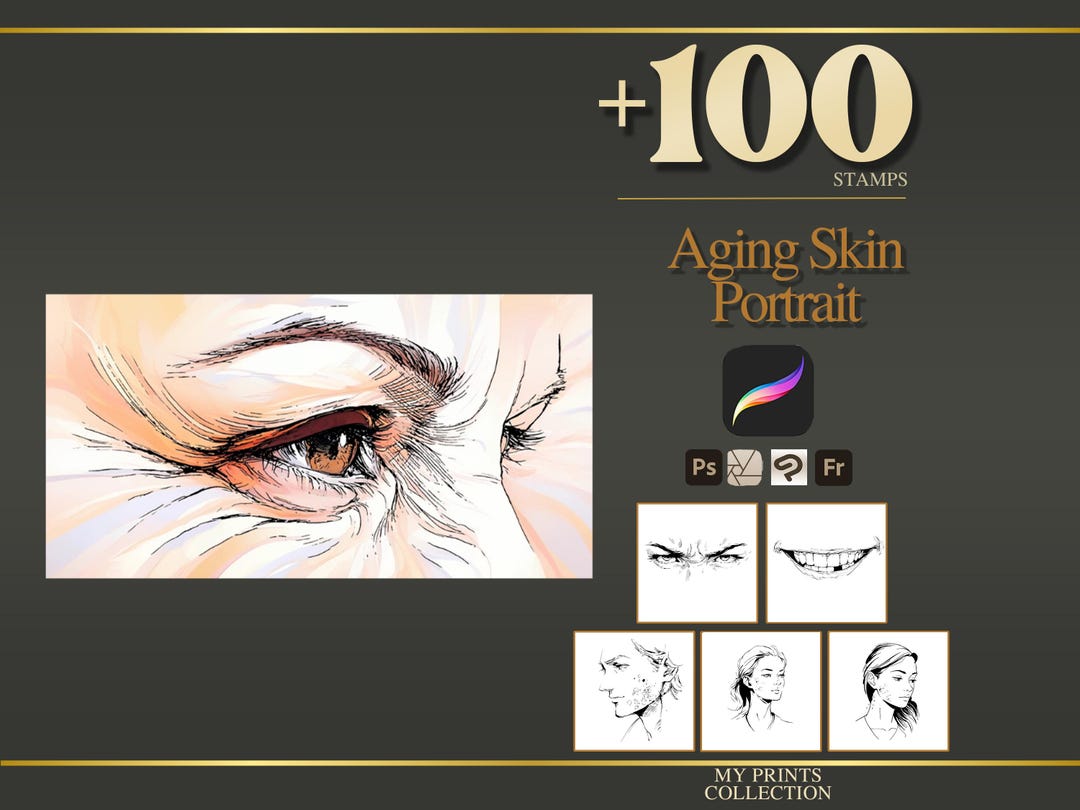Aging Skin Portrait Procreate Stamps & Photoshop Brushes – 100+ Guide ...
