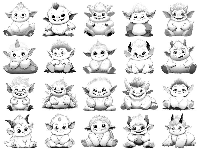 Cute Troll Kawaii Procreate Stamps & Photoshop Brushes – 100+ Chibi ...