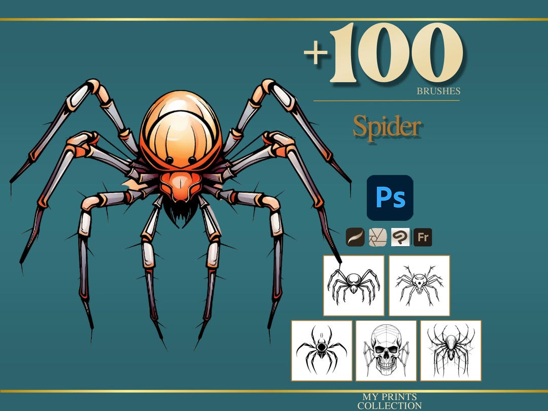 Spider Photoshop Brushes & Procreate Stamps – 100+ Realistic Insect Bug ...