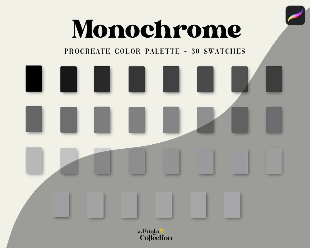 Monochrome Procreate Color Palette Swatches Digital Color Download Seasonal Palette Color