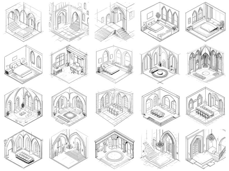 Isometric Haunted House Scene Photoshop Brushes & Procreate Stamps ...
