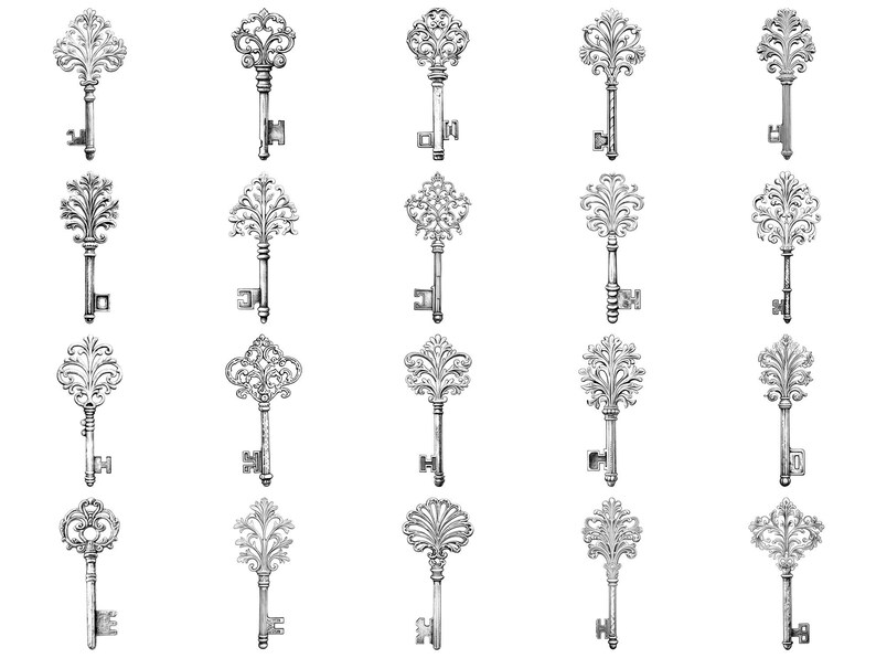 Antique Key PNG Bundle – 100+ Cricut & Silhouette Files, SVG, DXF, Eps ...