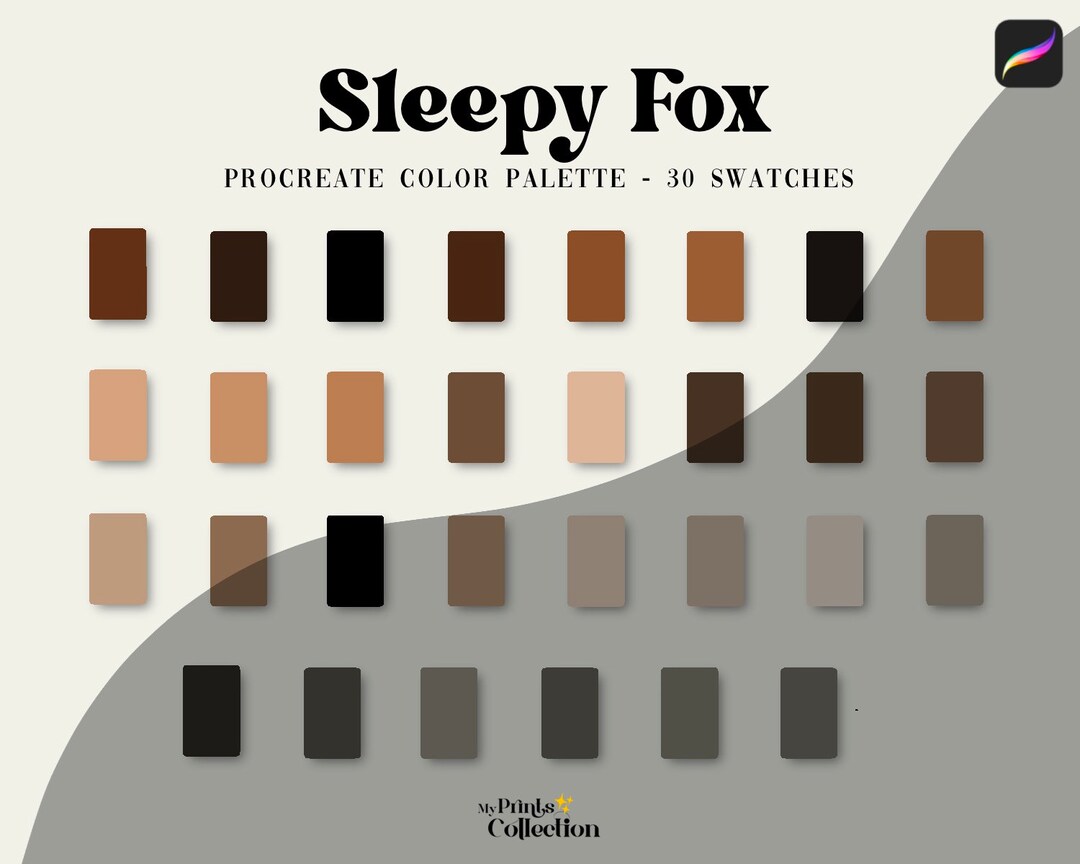 Sleepy Fox Procreate Color Palette Swatches, Digital Color Download ...