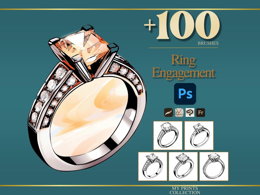 Ring Engagement Photoshop Brushes & Procreate Stamps – 100+ Fashion ...