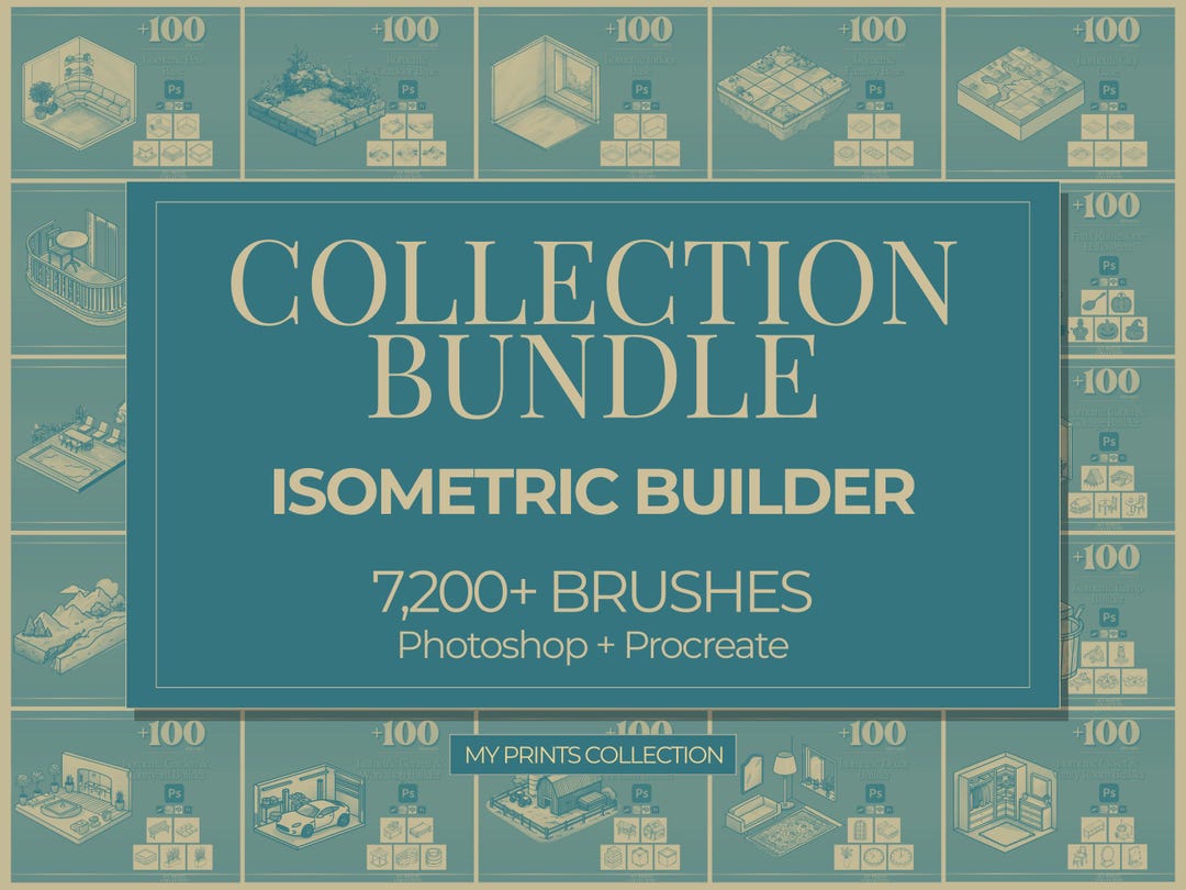 Isometric Builder Photoshop Brushes & Procreate Stamps Collection ...