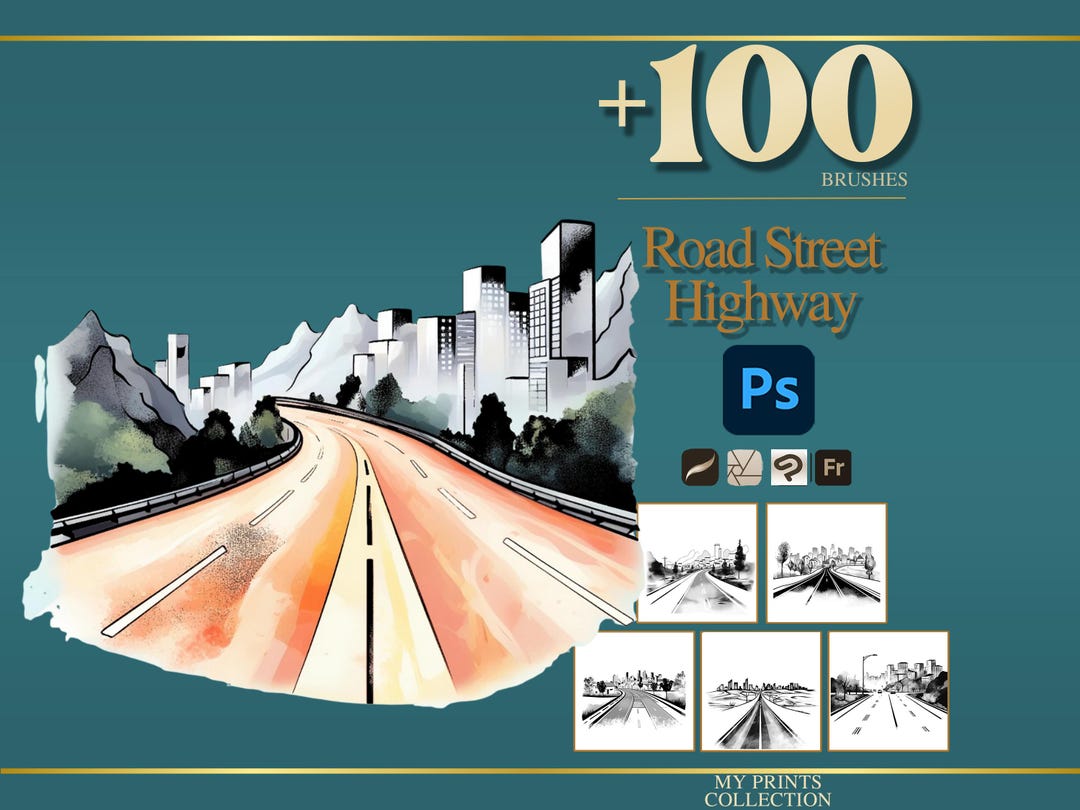 Road Street Highway Photoshop Brushes & Procreate Stamps – 100+ Place ...