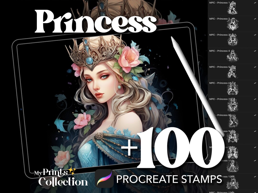 100+ Procreate Princess Stamps, Queen Fantasy Creatures DND Magical ...