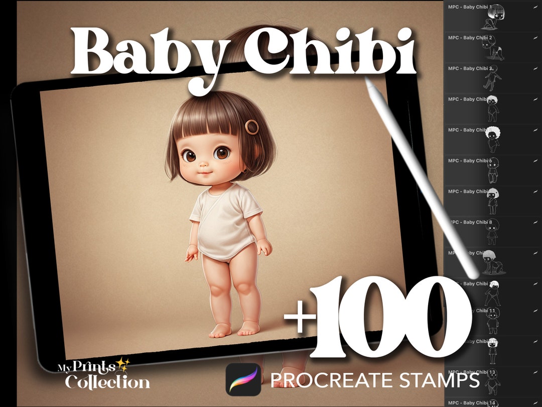 100+ Procreate Baby Chibi Stamps, Body Figure Pose Sketch Manga Anime ...