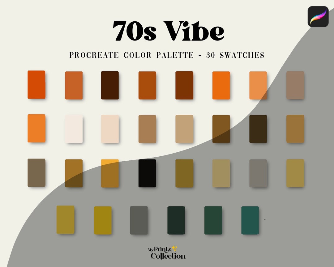 70s Vibe Procreate Color Palette Swatches, Digital Color Download ...
