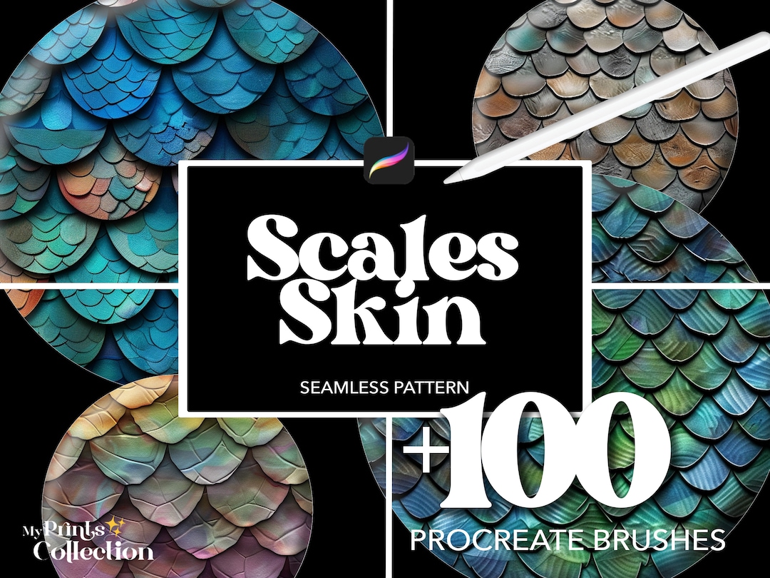 100+ Procreate Skin Scales Brushes, Abstract Seamless Pattern Texture ...