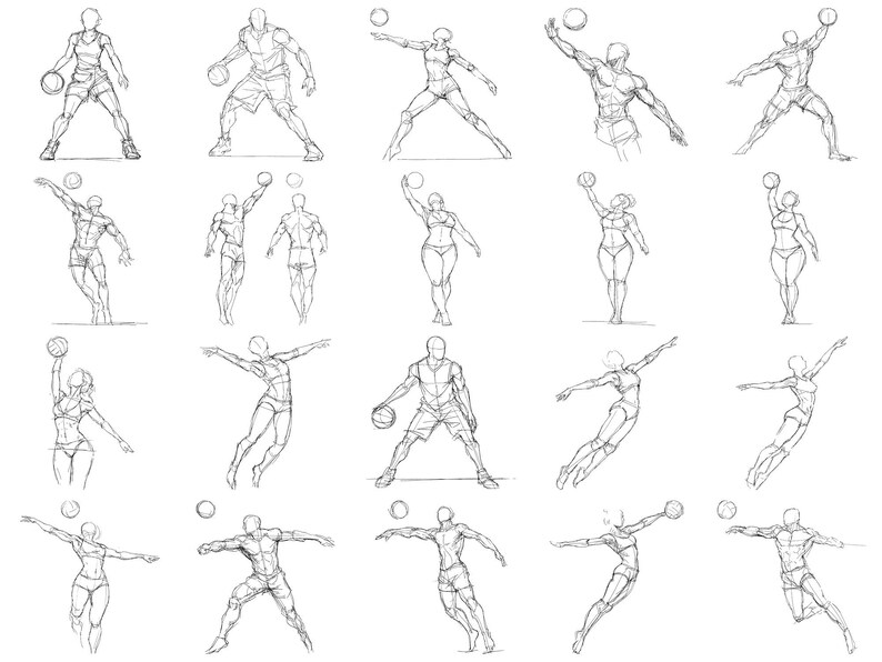 Team Sports Dynamic Poses Procreate Stamps & Photoshop Brushes – 100 ...