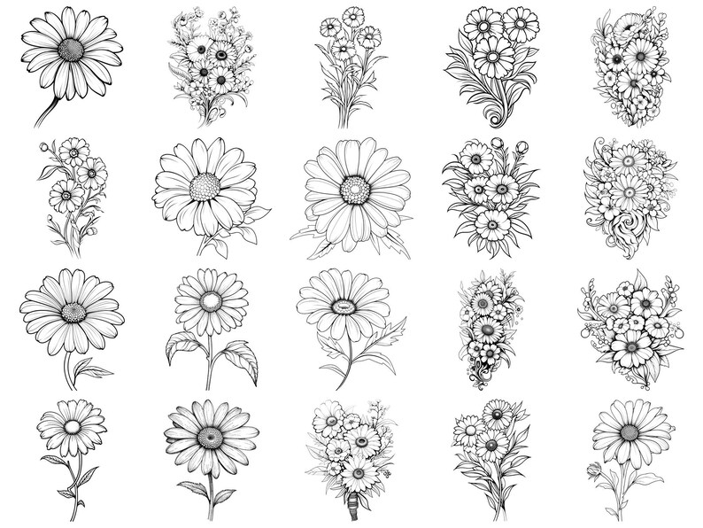 Daisy Procreate Stamps & Photoshop Brushes – 100+ Flower Botanical ...