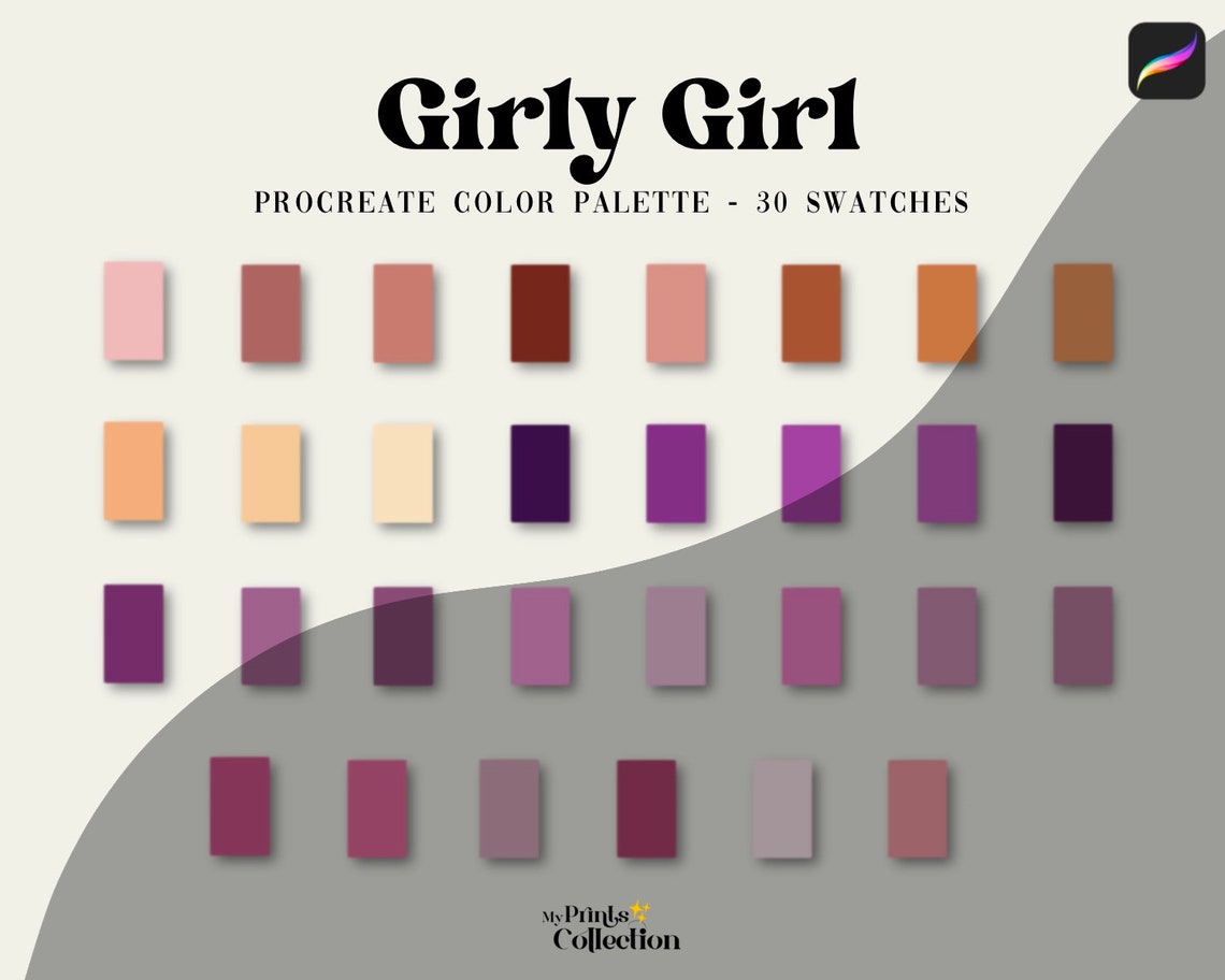 Girly Girl Procreate Color Palette Swatches, Digital Color Download ...