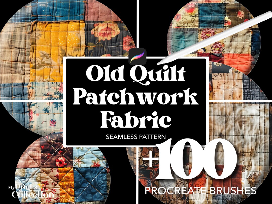 100+ Procreate Old Patchwork Quilt Fabric Brushes, Abstract Seamless ...