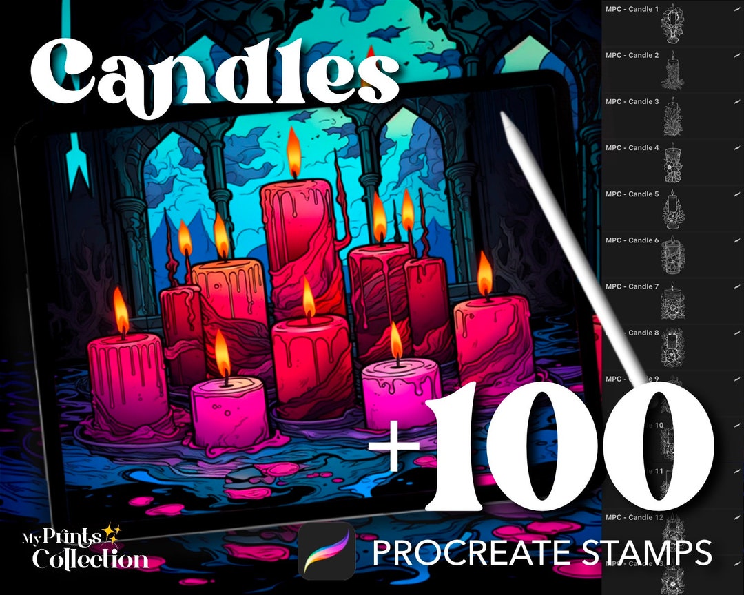 100+ Procreate Candle Stamps, Candlelight Halloween Spooky Creepy ...